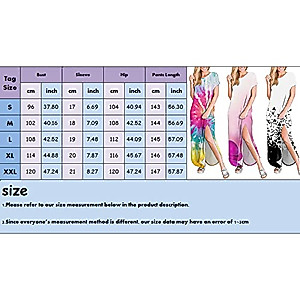 Women's Summer Casual Loose Crewneck Short Sleeve Split Beach Maxi Dress with Pockets, Floral Print Long Dress Split(S#Mint Green,XX-Large)