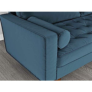 US Pride Furniture NS5456-L Caladeron Mid-Century Modern Loveseat in Soft Velvet, Prussian Blue