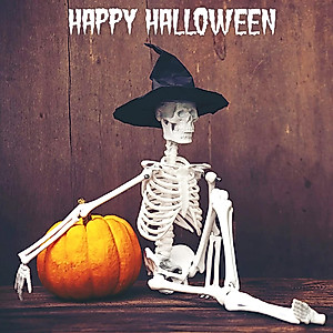 Kijamilee 38 Inch Skeleton Halloween Decor, Halloween Skeleton with Movable Joint, Skeleton for Halloween Haunted House Accessories Bar Graveyard, Party Supplies, Halloween Decoration Outdoor Skeleton