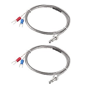 uxcell K-Type Thermocouple Temperature Sensors M6 Thread Probe with 1M/3.3Ft Wire M6 2pcs