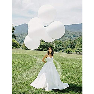 36 inch White Latex Balloons Large Round Balloon for Birthday Wedding Party Decorations,6 pcs