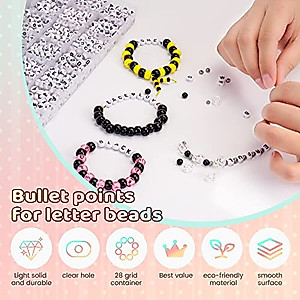 FZIIVQU 1450 Pieces Letter Beads Kit, 4x7 mm White Acrylic Alphabet Beads for Jewelry Making Number Beads Heart Beads Friendship Bracelet Beads Making