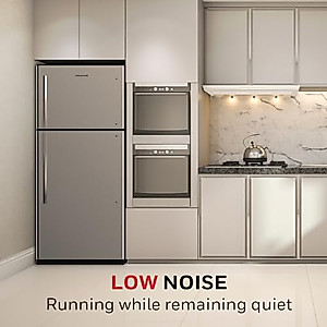 Full Size Refrigerator 18 Cu Ft with Top Freezer, Double Door, Low noise, Removable Glass Shelves, for Home, Office, Garage, Adjustable Temperature Settings, Stainless Steel