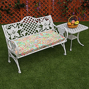 FUNHOME Outdoor Bench Cushion Water-Repellent, 48 x 18 Inch Bench Cushions for Outdoor Furniture, Settee Cushions with Handle and Straps, Patio Couch Cushion 1 Pack, Melora Paisley
