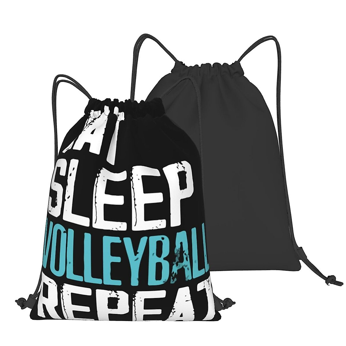 Eat Sleep Volleyball Repeat Drawstring Pack Beam Mouth Yoga Sackpack Shoulder Bags For Men/Women