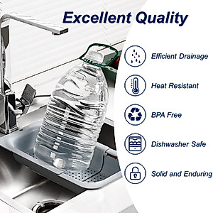 YUNKWONG Extendable Sink Colander Strainer Basket - Wash Vegetables and Fruits, Drain Cooked Pasta and Dry Dishes - Adjustable Over the Sink Colander Collapsible Drainer Basket -Gray