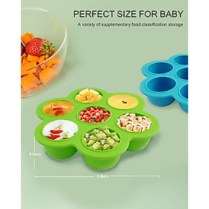 DF DUALFERV 2 Pack Baby Food Freezer Tray,7 Portions Silicone Baby Food Freezer Tray with Lid, Perfect Baby Food Containers for Homemade Baby Food, Vegetable & Fruit Purees, and Breast Milk