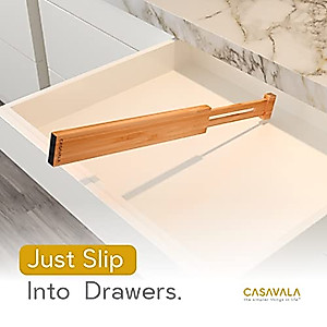 Drawer Divider, 4 PCS Bamboo Drawer Dividers Organizers, Adjustable Drawer Dividers for Clothes, Kitchen Drawer Divider, Dresser Drawer Divider, Drawer Separators, 17"-22" Expandable Drawer Divider