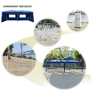 Simply-Me 10' x 20' Outdoor Canopy Tent Heavy Duty Pop Up Gazebo Canopy Party Tent Adjustable Practical Waterproof Folding Tent,4 Removable Sidewalls,2 Brighter Windows,w/Carry Bag,Blue