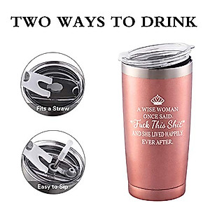 GINGPROUS A Wise Woman Once Said Travel Tumbler for Women, Friends Travel Tumbler for Divorce Coworker Retirement, 20 Oz Stainless Steel Insulated Tumbler with Lid and Straws, Rose Gold