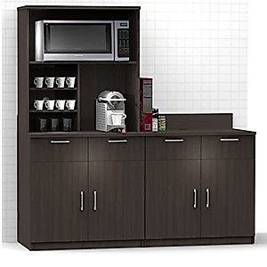 Breaktime Coffee Break Lunch Room Furniture Buffet Model 4342 3 Piece Group Color Espresso - Factory Assembled (NOT RTA) Furniture Items ONLY.