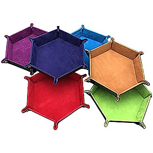 TINY GREMLIN - Dice Tray - Purple Hexagonal Collapsible PU Leather Dice Rolling Tray for Tabletop Role Playing Games Including Dungeons and Dragons (DND - D&D), Pathfinder, and Others
