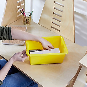 ECR4Kids Scoop Front Storage Bin, Multipurpose Organization, Yellow, 15-Piece