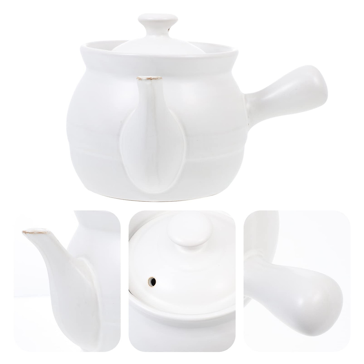 DOITOOL Ceramic Medicine Pot Traditional Chinese Medicine Cooker Health Decoction Pot Clay Tea Cooking Pot Coffee Kettles for Chinese Herb Medicine Soup 2. 6L White
