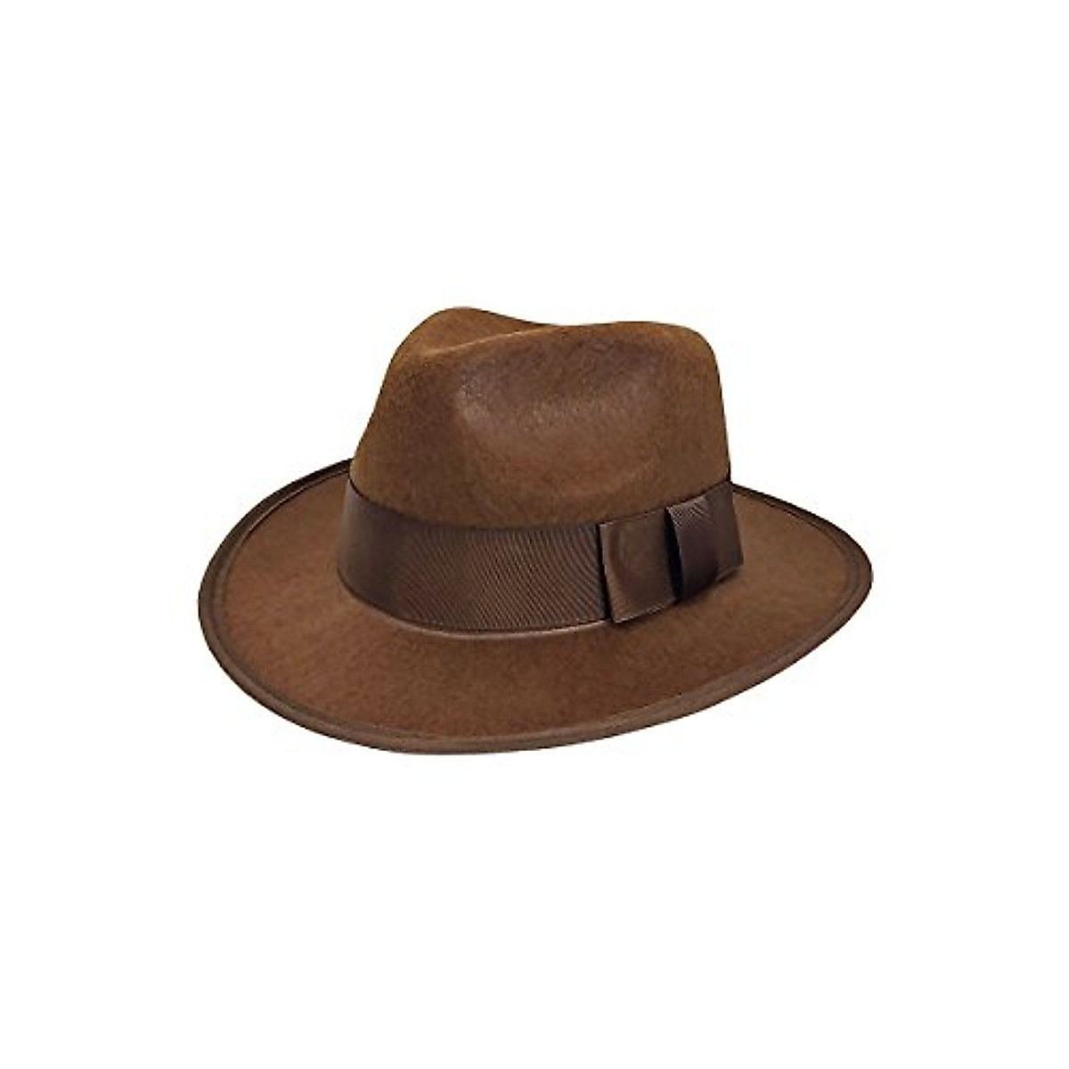 Nicky Bigs Novelties Adult Brown Adventurer Fedora Hat - Mobster Felt Panama Hats - Gatsby Halloween Costume Accessory, Brown, One Size