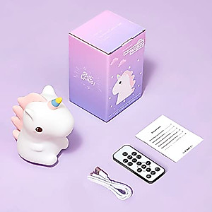 PIKOY Unicorn Night Light for Kids, Remote Sound Machine Baby Night Lights for Kids Room,16 Colors Silicone Kids Night Lights for Bedroom,USB Rechargeable Night Light Cute Lamp Unicorn Gifts for Girls