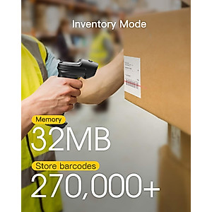 Inateck Super Wireless Barcode Scanner, Transmission Range Up to 330ft, Wireless Adapter and Build-in Bluetooth, Working Time Approx. 30 Days, with Vibrating Function, Pro 7