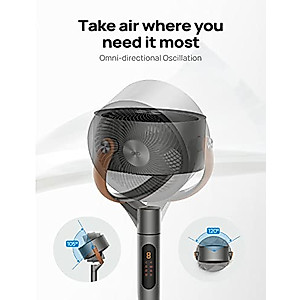 Dreo Pedestal Fan with Remote, PolyFan 513S, 43'' Quiet Standing Fan for Home Bedroom, 120°+105° Smart Oscillating Floor Fans with Wi-Fi/Voice Control, Works with Alexa/Google, 6 Modes, 8 Speeds
