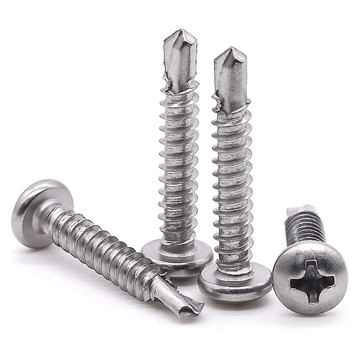 100pcs #6 x 1 Phillips Pan Head Self Drilling Screw, 410 Stainless Steel, Pan Head Quick Self Tapping Screws for Sheet Metal, Wood, Plastic, Without Pre-drilled Holes