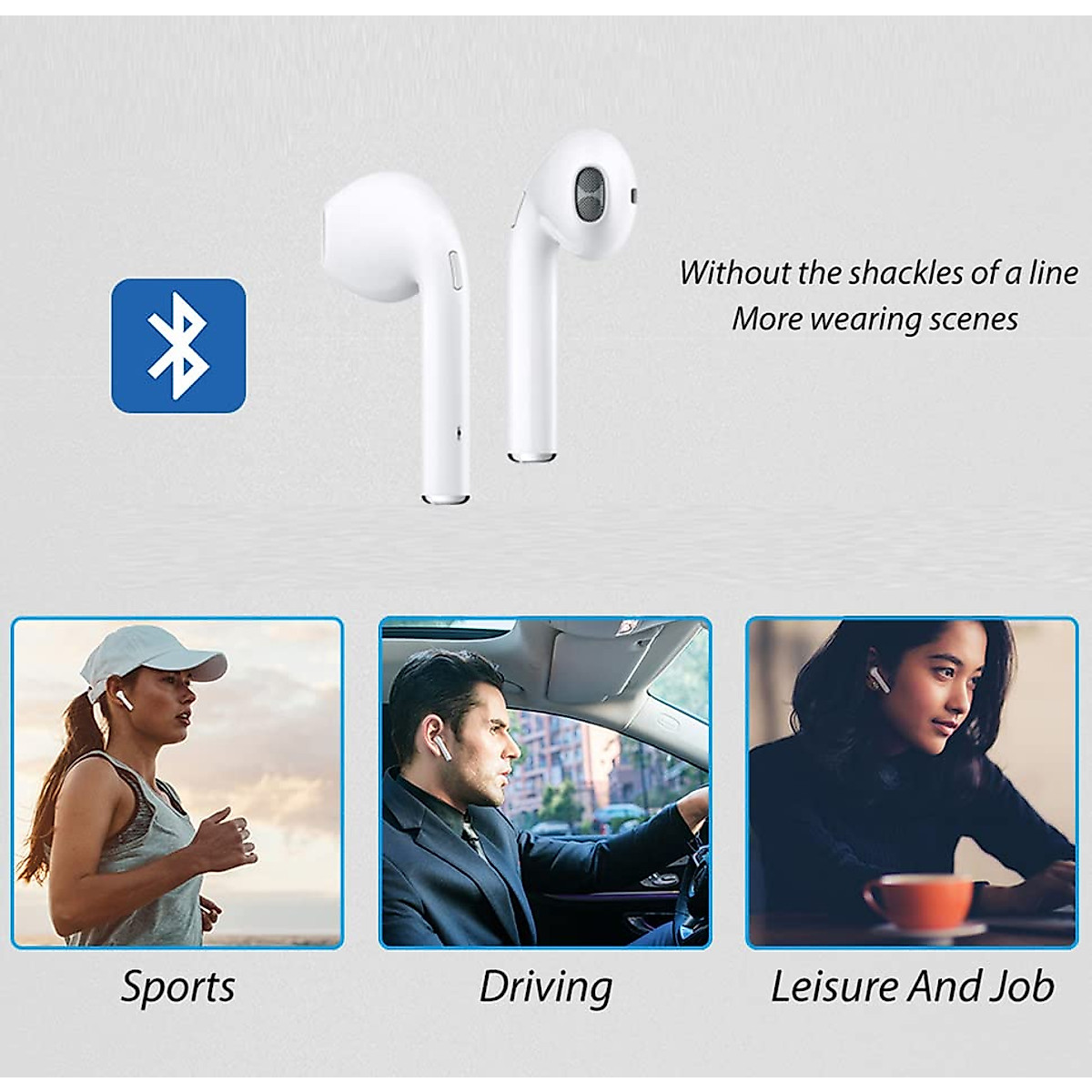 UCLL Wireless Headphones, Noise Canceling Bluetooth Headphones Stereo IPX5 Waterproof in-Ear Sports Bluetooth Headphones with Mini Charging Case and Built-in Microphon,for iPhone Android