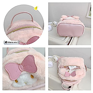 Bliqlriy Cute 3D Plush Cartoon Bag with Brooch Pin, Kawaii Backpack for Girls, mini Anime Accessories Backpack