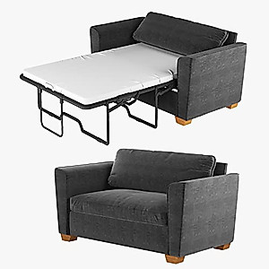 BALUS Pull Out Sofa Bed, Sleeper Sofa Bed with Memory Foam Mattress, 2-in-1 Pull Out Couch Bed for Living Room/Office, Loveseat Sleeper for Apartment/Small Spaces (Dark Grey, Twin)