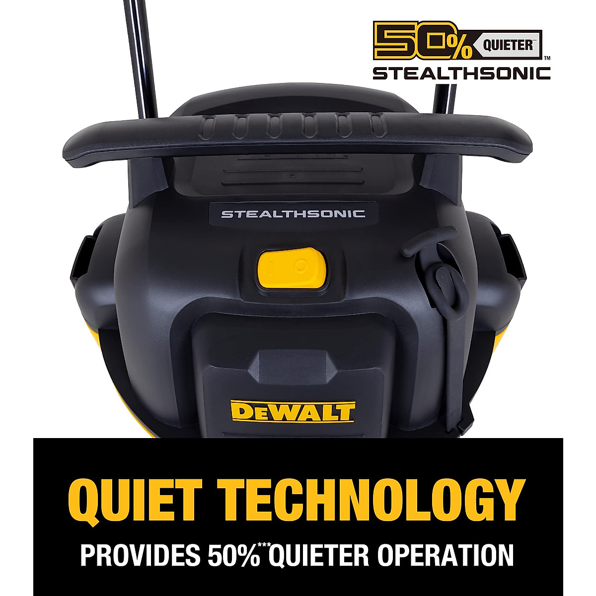 DEWALT 16 Gallon STEALTHSONIC Poly Wet/Dry Vacuum, DXV16P-QTA Noise Reduction Heavy Duty Shop Vacuum for Jobsite/Workshop, Reduce Motor Noise, Yellow