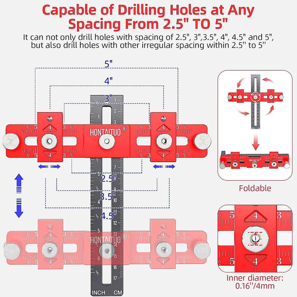 Enhanced Model Cabinet Hardware Jig,Adjustable Cabinet Handle Template Tool for Knobs,Handles and Pulls,Drawer Hardware Jig for Drawer Cabinet Installation,High Precise Woodworking Drill Guide