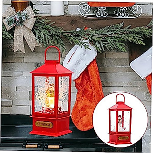DOITOOL 1Pc Christmas Light Up Ornament Music Decor Tabletop Decor Desk top Decor PVC Lighted Snow Globe Lantern Snow Globe Water Lantern Christmas Night Light lamp Christmas Lamp Supplies