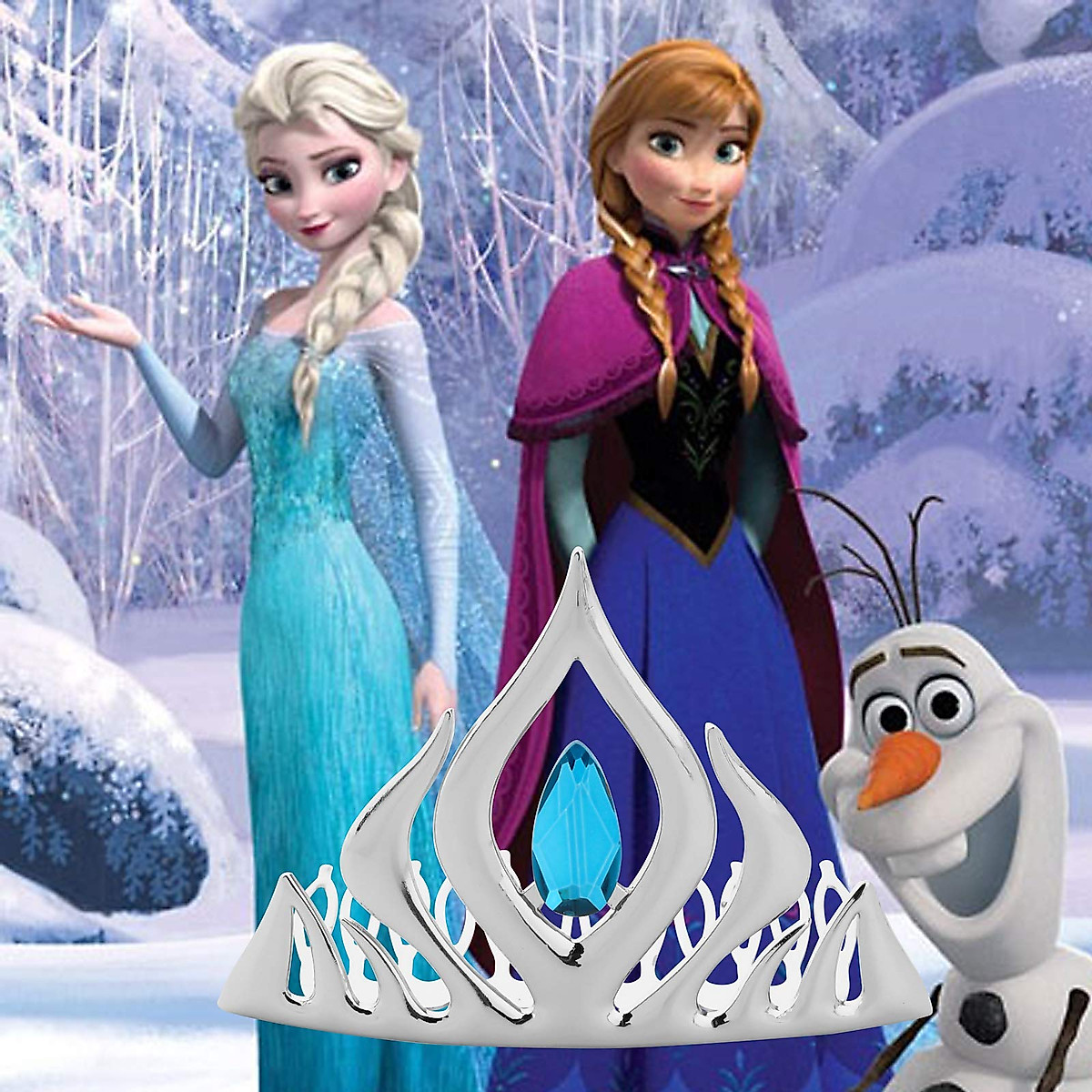 FAADBUK Frozen Elsa Tiara Coronation Crown Hairpin Frozen Coronation Crown Gifts Frozen Elsa Lover Gift (Silver-Crown)