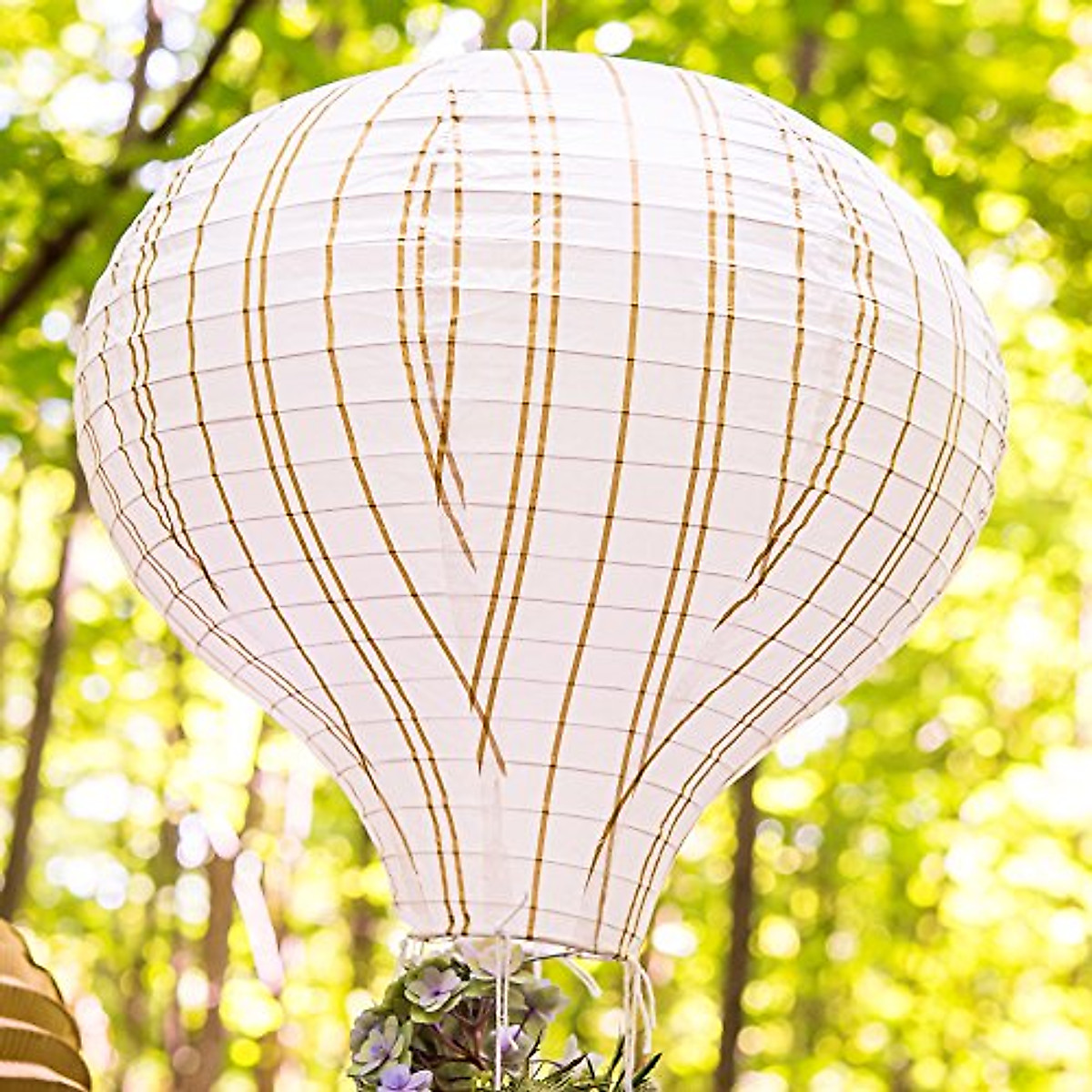 WEDDINGSTAR Hot Air Balloon Paper Lantern Set in Gold and White
