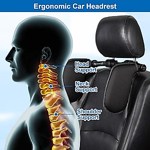 Spurtar Car Headrest Pillow, Kids Travel Pillow, Head Support for Car Seat, 360° Adjustable Car Neck Pillow, Car Pillow for Kids and Adults, Road Trip Essentials, Black