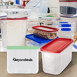 10-Cup Dry Food Organizer Set | Bundles With Beyondeals Reusable Food Storage Bag - Container, Airtight Seal, Clear, Stackable, Pantry Organization For Rice, Cereal [Pack Of 4]