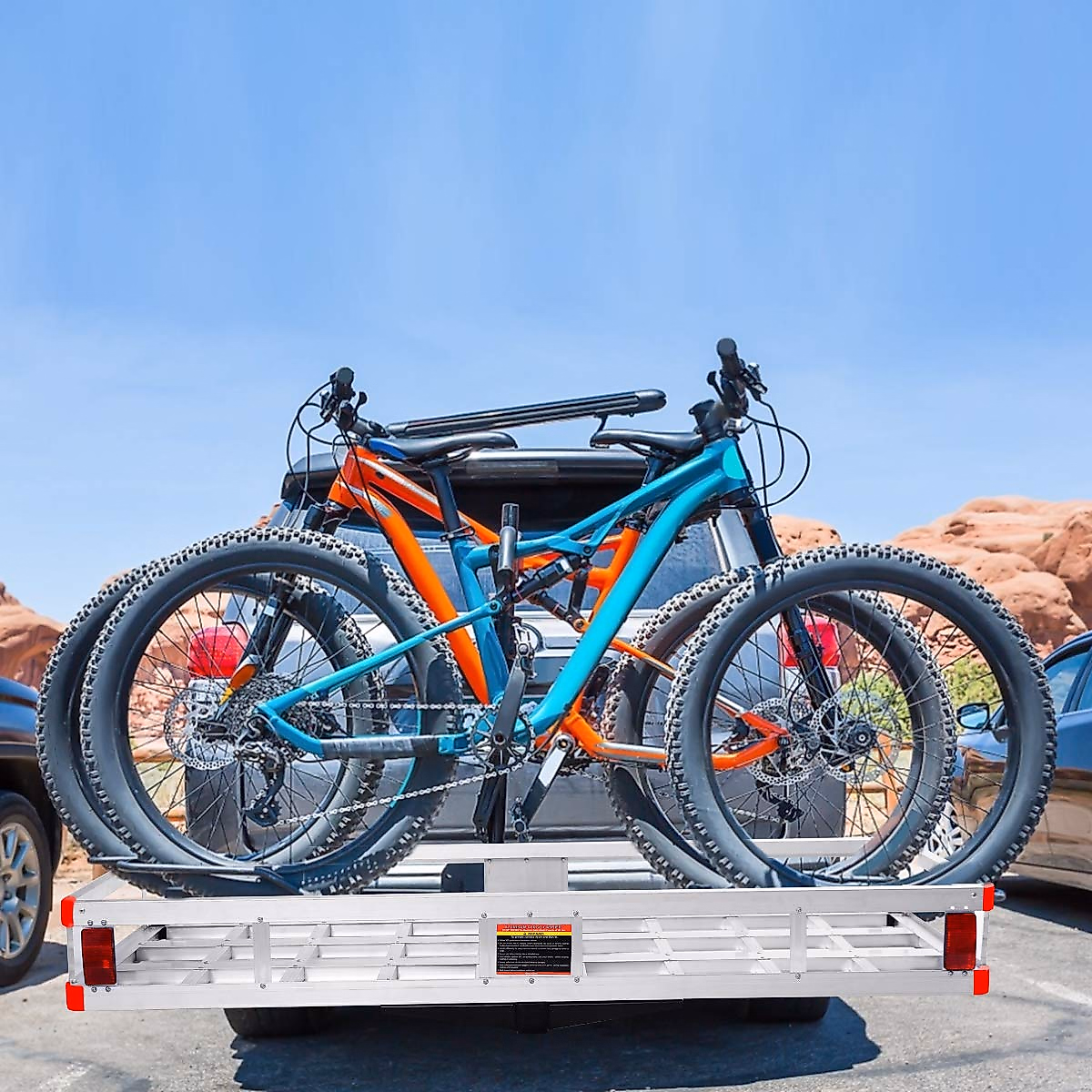 IRONMAX Hitch Cargo Carrier, 60” x 22” x 7” Trailer Hitch Mount Aluminum Cargo Carrier Fits 2” Receiver, Heavy Duty Vehicle Rear Cargo Basket for SUV, Car, Van, Truck, 500LBS Capacity