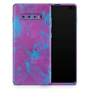 DesignSkinz Purple and Blue Paintburst Protective Vinyl Decal Wrap Skin Cover Compatible with The Samsung Galaxy S20 (Screen Trim & Back Glass Skin)