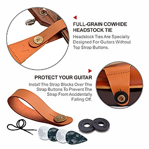 Nefelibata Guitar Strap, Nylon Full Grain Leather Ends Guitar Straps with Pick Pocket for Bass, Electric & Acoustic Guitar, Come with Free Strap Button, 1 Pair Strap Locks and 4 Guitar Picks(Green)