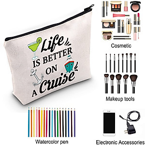 ZJXHPO Cruise Vacation Cosmetic Bag Life Is Better On A Cruise Makeup Bag With Zipper Summer Vacation Travel Case Beach Life Gift (Cruise)