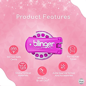 Blinger Ultimate Set, Glam Collection, Comes with Glam Styling Tool & 225 Gems - Load, Click, Bling! Hair, Fashion, Anything! (Amazon Exclusive)