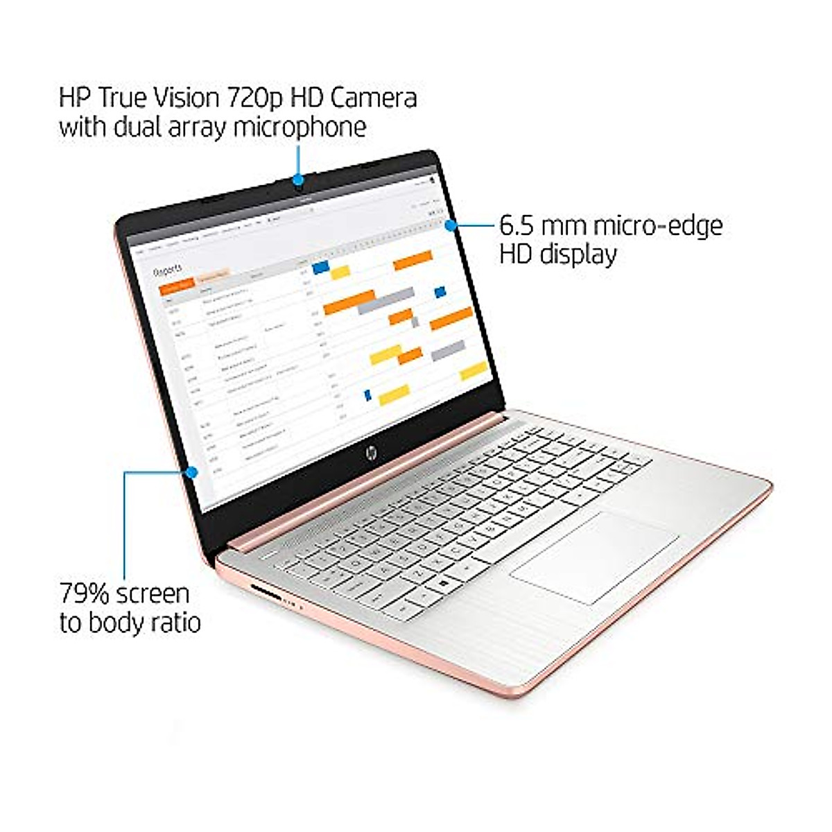 2021 HP Stream 14" HD Laptop Computer, Intel Celeron N4020 Processor, 4GB RAM, 64GB eMMC, HD Audio, HD Webcam, Intel UHD Graphics 600, 1 Year Office, HDMI, Win 10S, Rose Gold, 32GB SnowBell USB Card