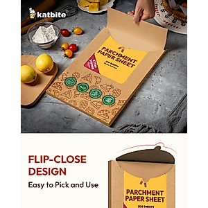 Katbite 200Pcs 9x13 inch Heavy Duty Unbleached Parchment Paper, Parchment Paper Sheets for Baking Cookies, Cooking, Frying, Air Fryer, Grilling Rack, Oven(9x13 Inch)
