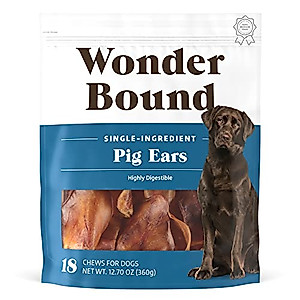 Amazon Brand – Wonder Bound Pig Ears Dog Treats, Pack of 18