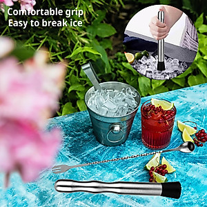 10 Inch Stainless Steel Muddler and Mixing Spoon Set for Cocktail 2 Pieces Home Bar Tool Bartender Set