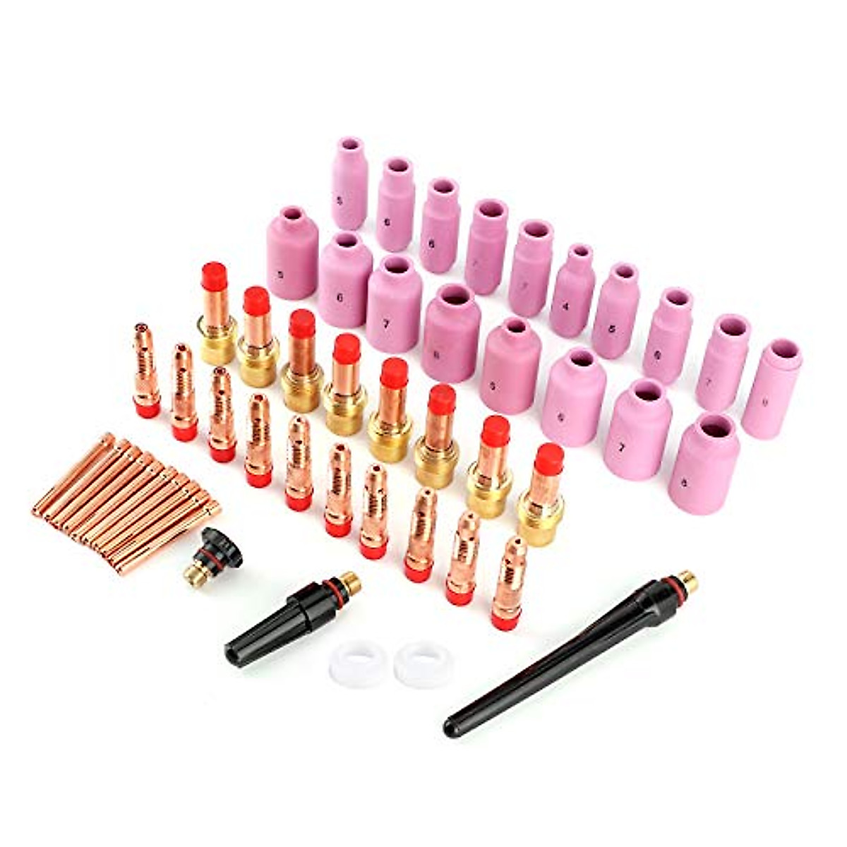 Welding Nozzle Gas Lens Nozzle Collet Cup Kit, 51Pcs/Set Welding Nozzle Ceramic Torch Gas Lens Welder Tip Alumina Nozzle Cup Kit For Wp/17/18/26 Repairing Tool