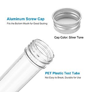 PATIKIL 30ml Test Tubes Set, 24pcs 4.3x1" Plastic Clear Round Bottom Test Tube Containers with Labels for Bead Party Candy Bath Salt Storage Plant Propagation, Silver Cap