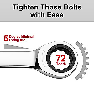 Jetech 21mm Ratcheting Combination Wrench, Industrial Grade Gear Spanner with 12-Point Design, 72-Tooth Ratchet, Made with Forged and Heat-Treated Cr-V Steel in Chrome Plating, Metric