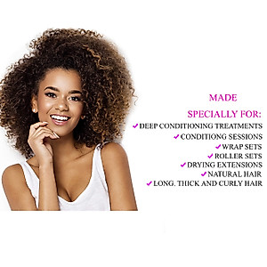 Bonnet Hair Dryer Attachment-W/ 10 Silicone Hair Curlers-Extra Large Adjustable Soft Hooded Hair Dryer Bonnet With Extra Long Hose For Drying,Styling,Curling&Deep Conditioning Fits All Head&Hair Sizes