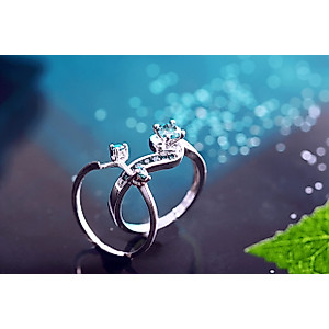 Dazzlingrock Collection 0.90 Carat (Ctw) 14k Round Blue Diamond Women Swirl Bridal Engagement Ring Set, White Gold, Size 5.5