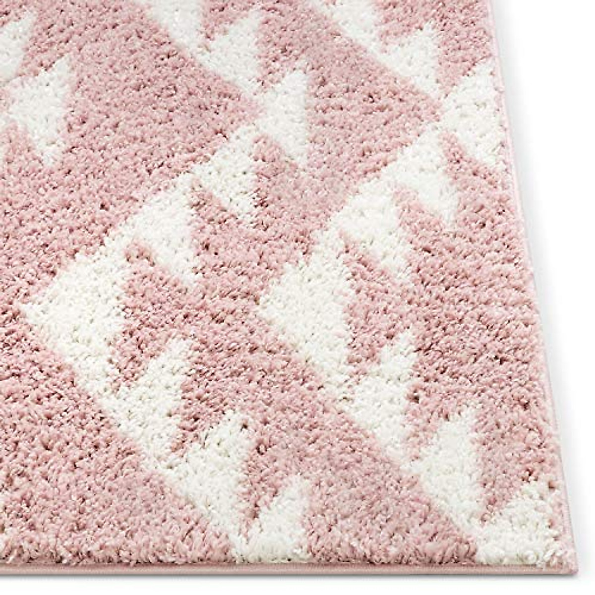 Well Woven Madison Shag Edona Pink Moroccan Tribal 5'3" x 7'3" Area Rug, 5 ft 3 in x 7 ft 3