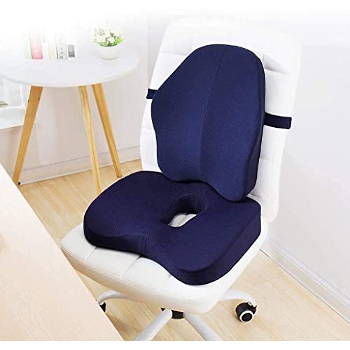 OJOINK Seat Cushion and Lumbar Support Pillow, Office Chair Memory Foam Car Seat Cushion, Ergonomic Desk Chair Cushion for Tailbone, Back Pain, Sciatica Relief