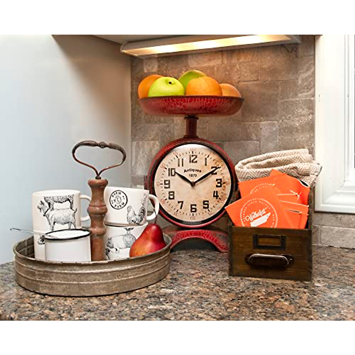 Creative Co-Op Vintage Wood Filing Box with 2 Compartments, Handle, and Label Holder, Brown